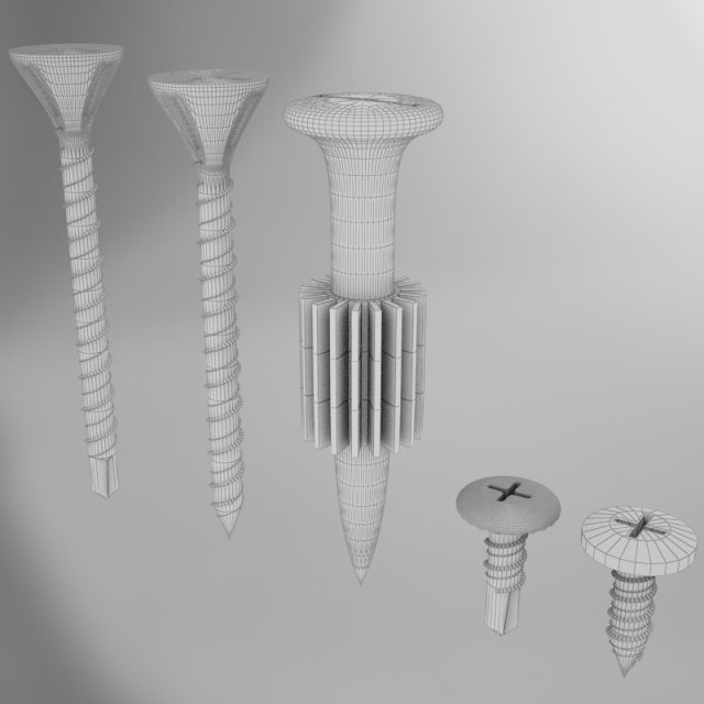 screws collection 3D Model in Parts 3DExport