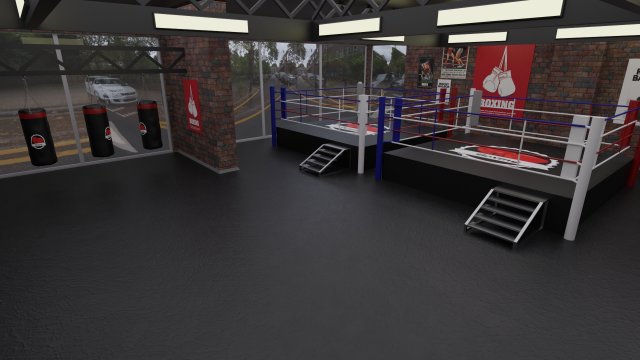boxing hall - training gym interior 3D Model in Exhibit 3DExport