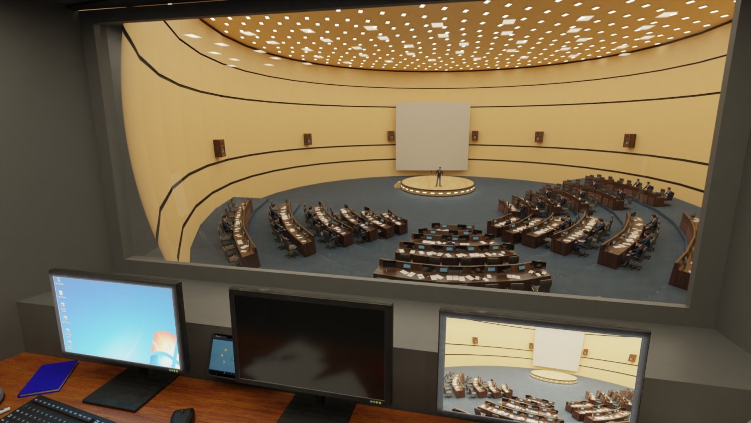 VR Conference Hall Council Parliament Control Room 3D Models in Lobby ...