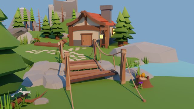 Low Poly Environment 3D Model in Terrain 3DExport