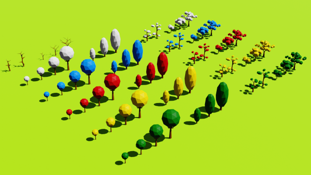Low Poly Trees Pack All seasons 3D Model in Tree 3DExport