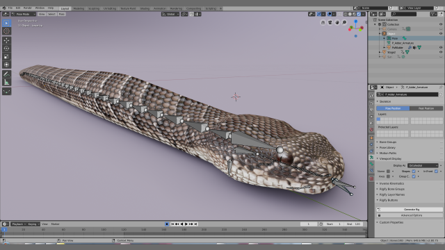 puff adder 3D Model in Reptile 3DExport