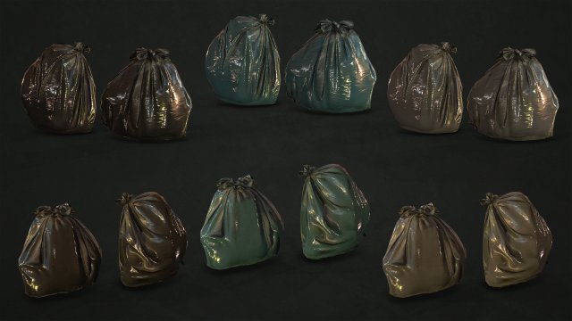 urban trash with garbage bags - low poly 3D Model in Other 3DExport