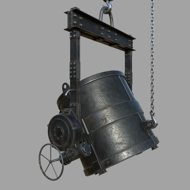Foundry metal bucket hanging on chain 3D Model in Machines 3DExport