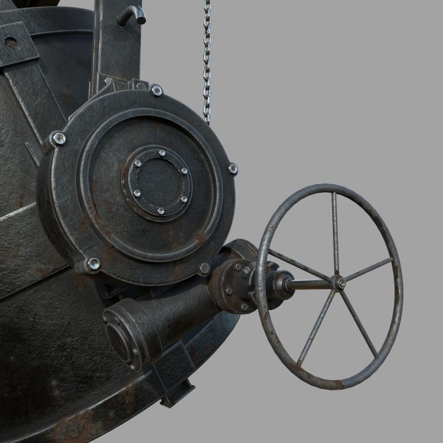 Foundry metal bucket hanging on chain 3D Model in Machines 3DExport