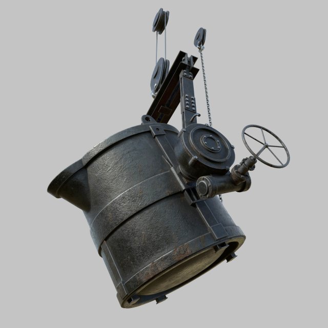 Foundry metal bucket hanging on chain 3D Model in Machines 3DExport