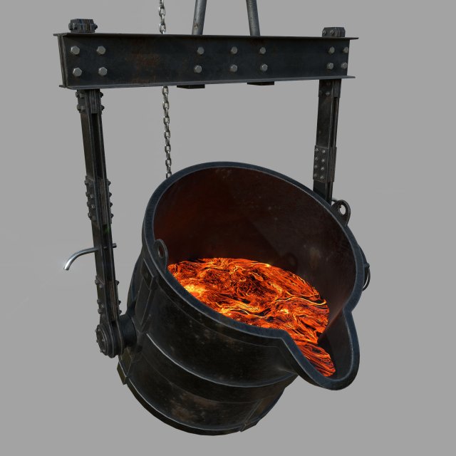 Foundry metal bucket hanging on chain 3D Model in Machines 3DExport