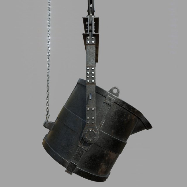 Foundry metal bucket hanging on chain 3D Model in Machines 3DExport