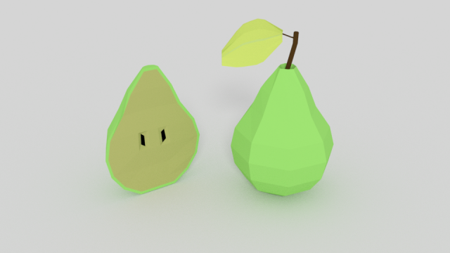 low poly cartoon pear 3D Model in Fruit 3DExport