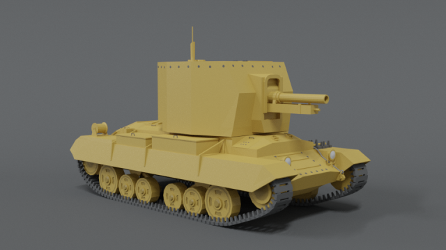 low poly cartoon bishop tank 3D Model in Tank 3DExport