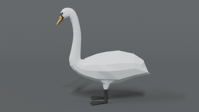low poly cartoon swan 3D Model in Amphibians 3DExport