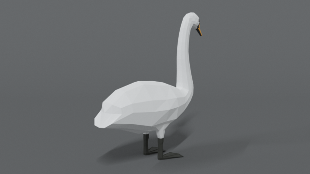 low poly cartoon swan 3D Model in Amphibians 3DExport
