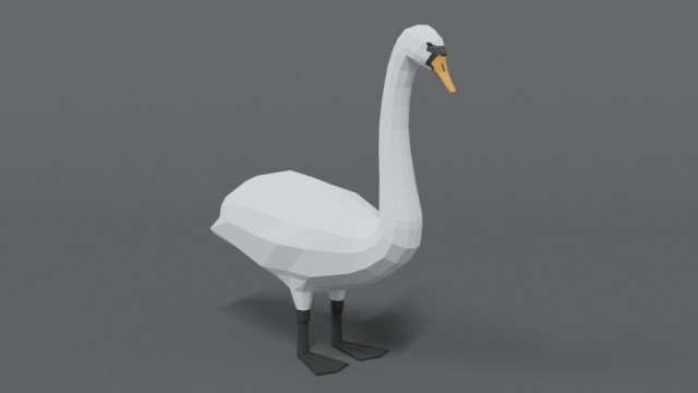low poly cartoon swan 3D Model in Amphibians 3DExport