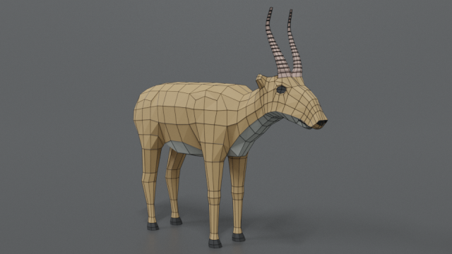 low poly cartoon saiga antelope 3D Model in Wildlife 3DExport