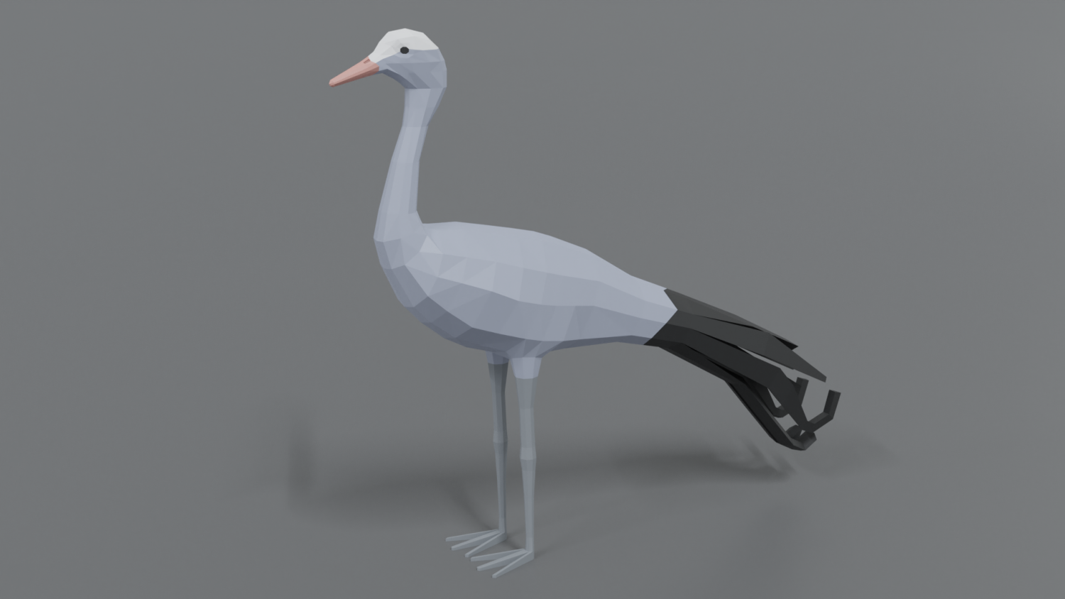Low Poly Cartoon Blue Crane 3D Model in Bird 3DExport