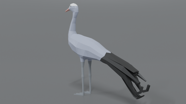 low poly cartoon blue crane 3D Model in Bird 3DExport