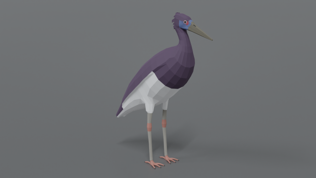 low poly cartoon abdim stork 3D Model in Bird 3DExport