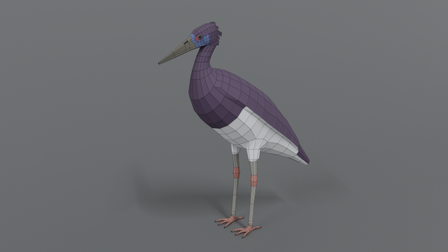 low poly cartoon abdim stork 3D Model in Bird 3DExport