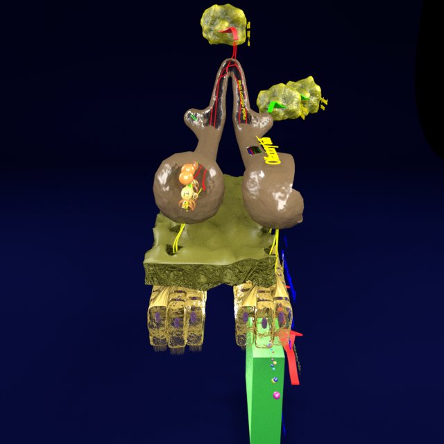 Olfactory system smell odour detail labelled 3D Model in Anatomy 3DExport