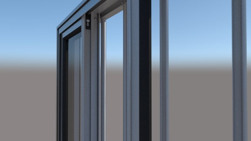 Sliding window aluminum and glass sheets 1 x 1 meter realistic full ...