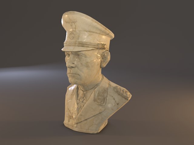 erwin rommel bust low poly 3D-Modell in Skulptur 3DExport