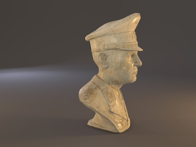 erwin rommel bust low poly 3D-Modell in Skulptur 3DExport