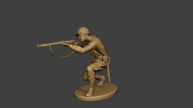 russian soldier ww2 shoot crouch r1 3D Print Model in Figurines 3DExport