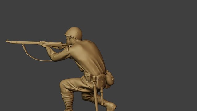russian soldier ww2 shoot crouch r1 3D Print Model in Figurines 3DExport