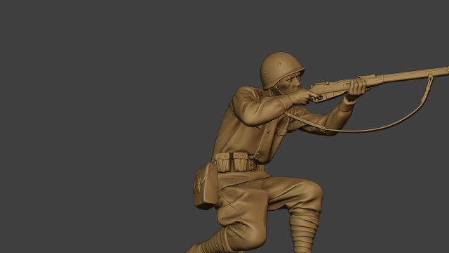 russian soldier ww2 shoot crouch r1 3D Print Model in Figurines 3DExport