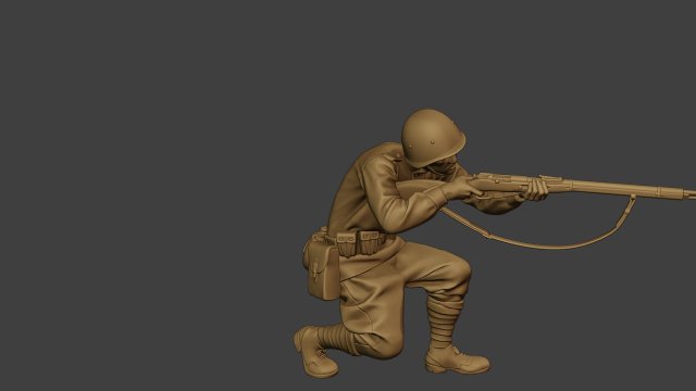 russian soldier ww2 shoot crouch r1 3D Print Model in Figurines 3DExport