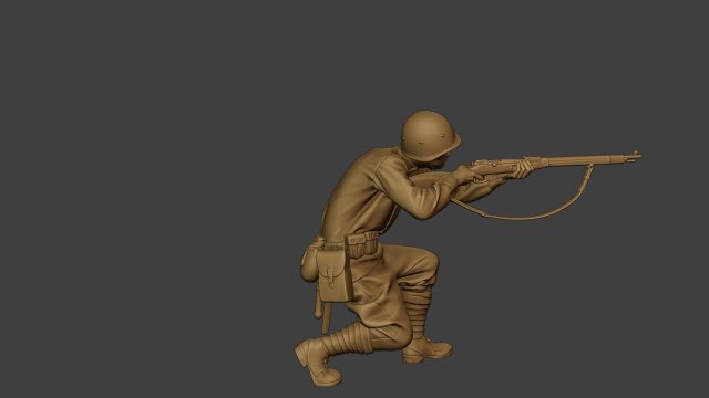 russian soldier ww2 shoot crouch r1 3D Print Model in Figurines 3DExport