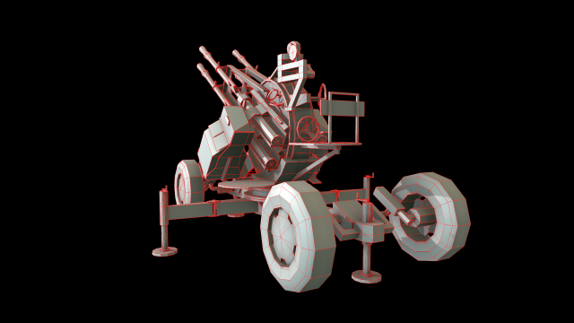 zpu-4 anti-aircraft quadruple 3D Model in Artillery 3DExport