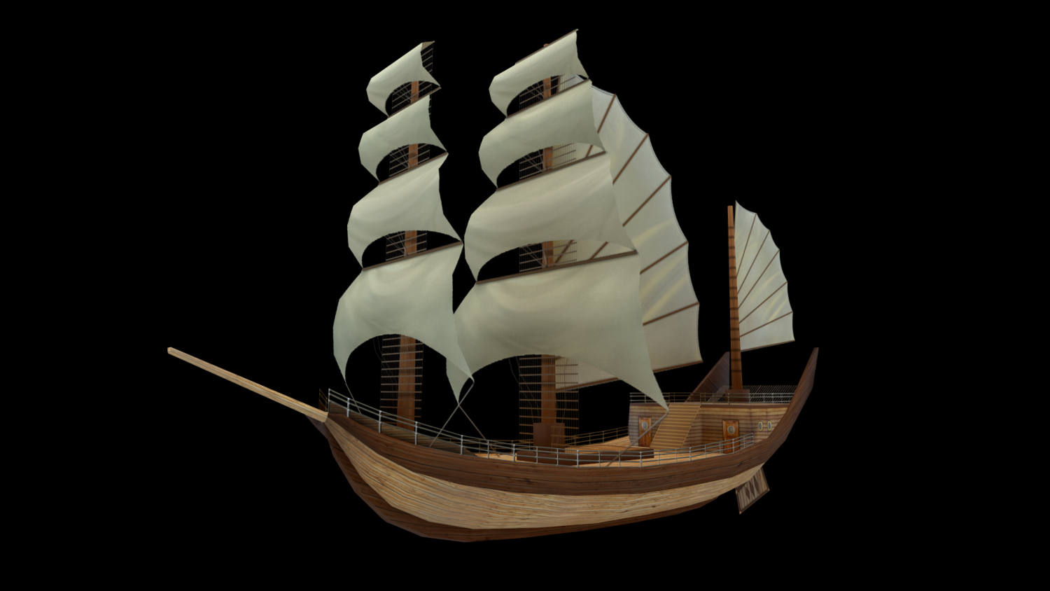 sailing ship - watercraft - pirate of caribbean - fluyt low-poly 3D ...