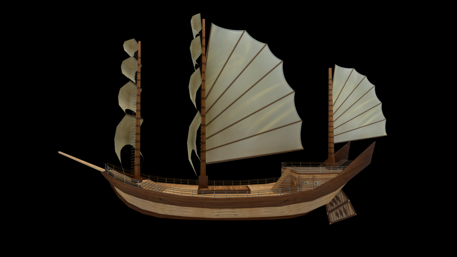 sailing ship - watercraft - pirate of caribbean - fluyt low-poly 3D ...