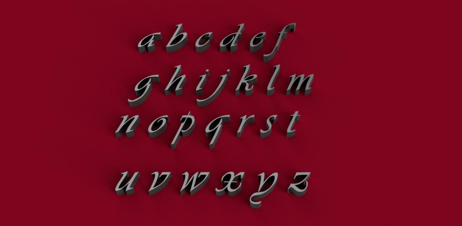 VIVALDI font uppercase and lowercase 3D letters STL file 3D Model in ...