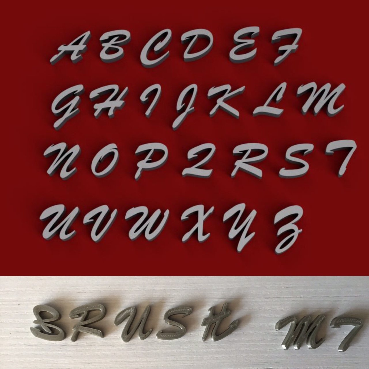 brush mt uppercase and lowercase 3d letters stl file 3D Print Models in ...