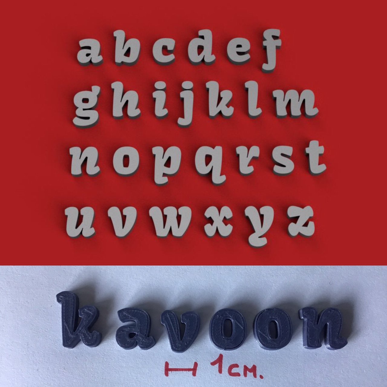 kavoon uppercase and lowercase 3d letters stl file 3D Print Models in ...