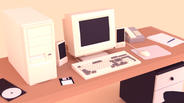 low poly computer desk 3D Model in Computer 3DExport