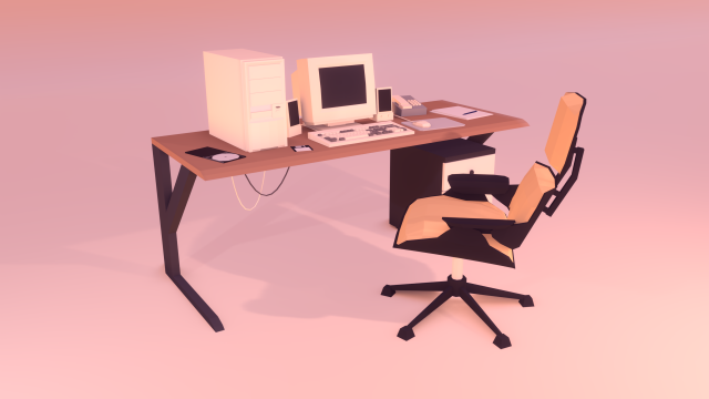 low poly computer desk 3D Model in Computer 3DExport