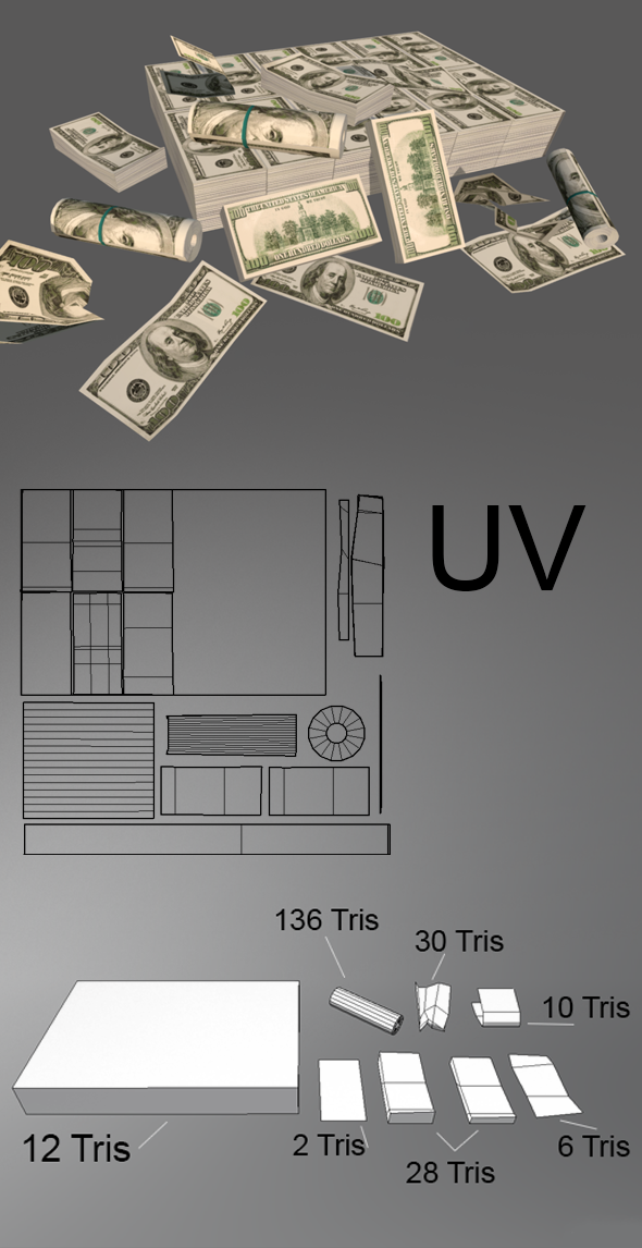 Low poly money pack 3D Model in Other 3DExport