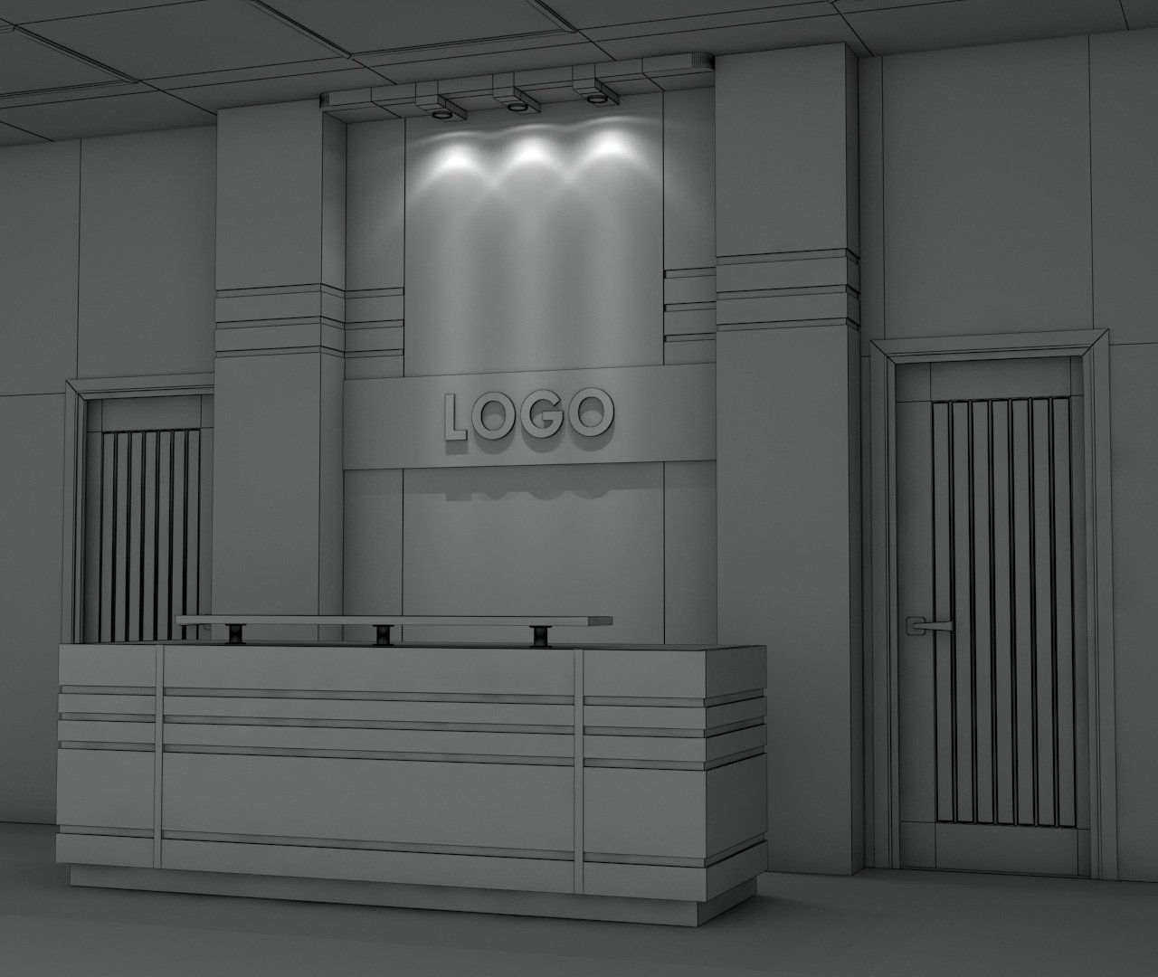 reception desk 3D Models in Lobby 3DExport