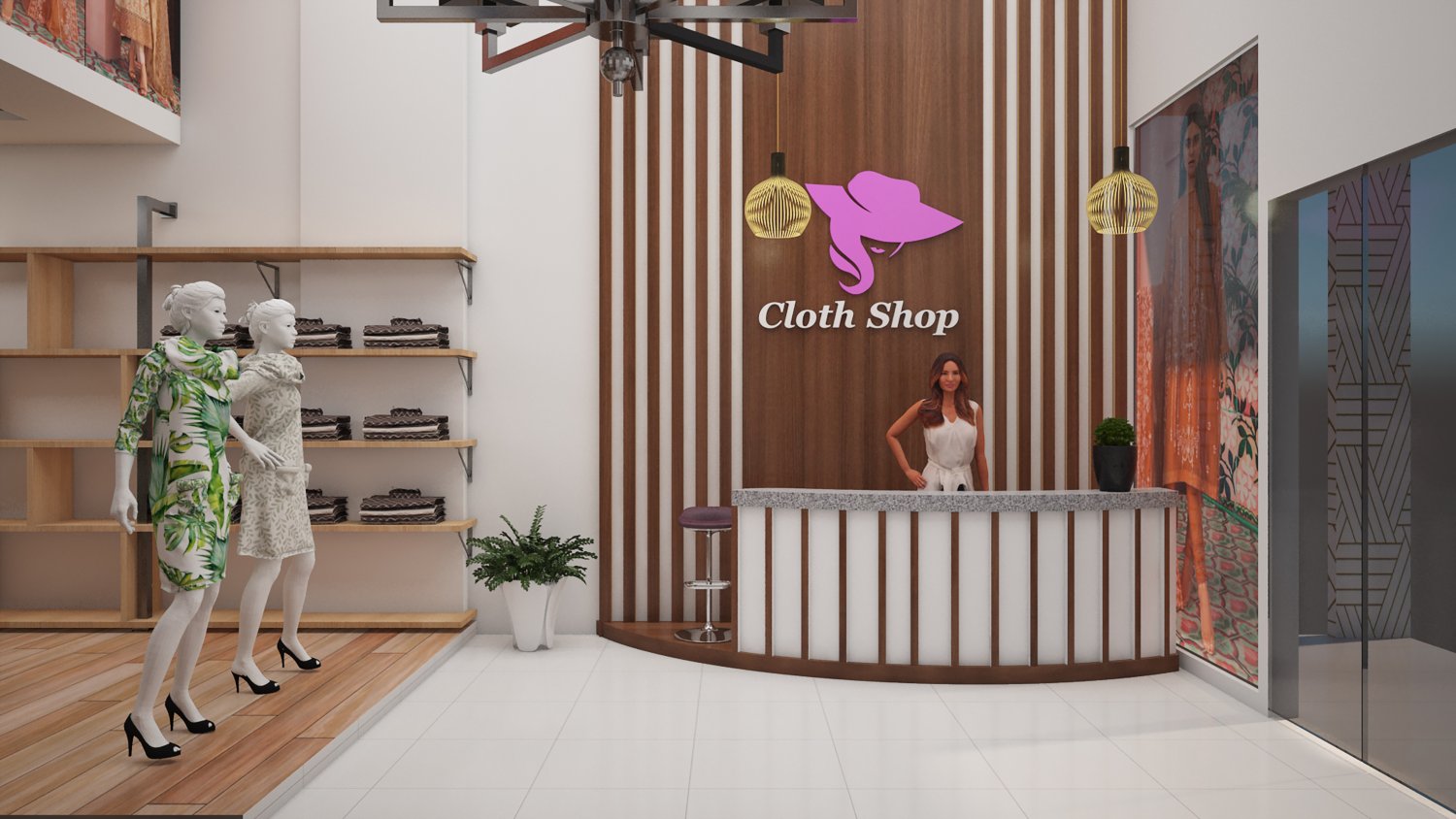 Cloth shop 3D Model in Store Spaces 3DExport