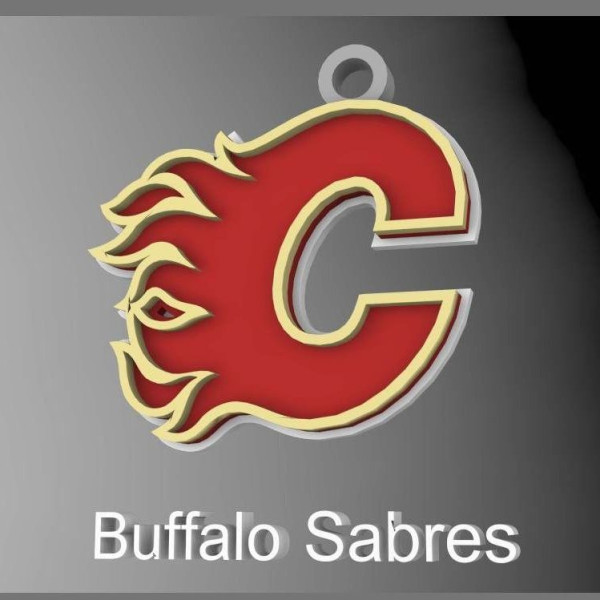 Calgary flames logo shield Printable and Renderable keychan 3D Print ...