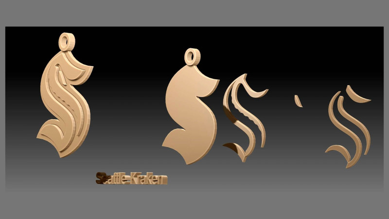 Seattle kraken logo shield Printable and Renderable keychan 3D Print ...