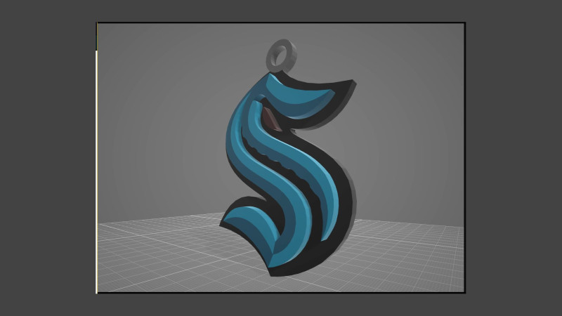 Seattle kraken logo shield Printable and Renderable keychan 3D Print ...