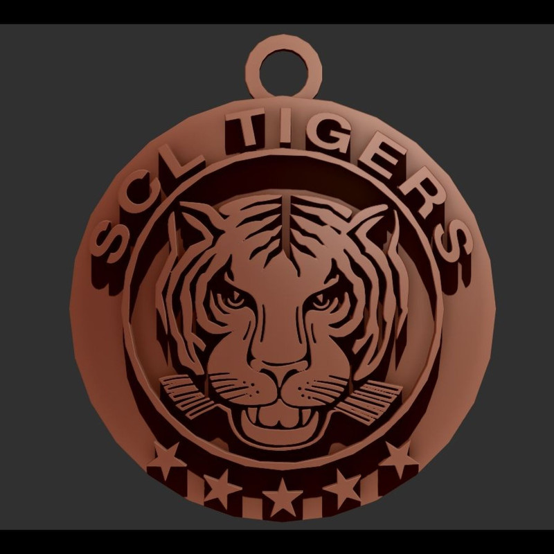 SCL Tigers Printable and renderable Logo keychan 3D Print Model in Signs and Logos 3DExport