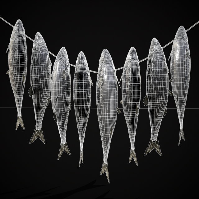 Hanging Herring Fish 3D Model in Meat 3DExport