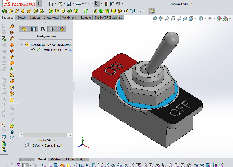 TOGGLE SWITCH 3D Model in Parts 3DExport