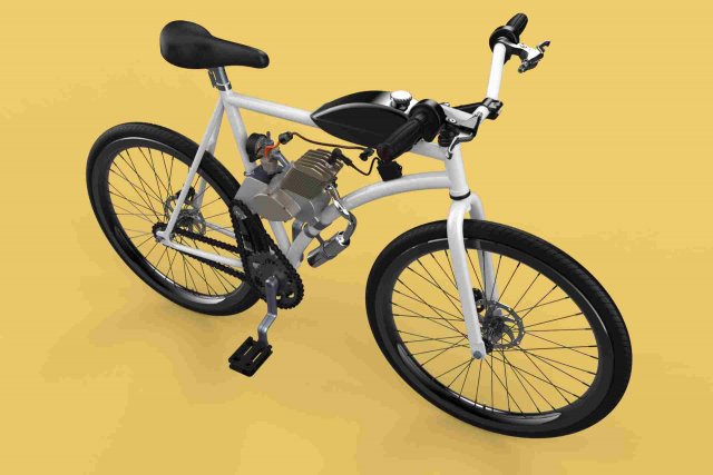 MOTORISED PUSH BIKE BICYCLE MTB MOTOR CYCLE PETROL ENGINE MOTORIZED 3D ...