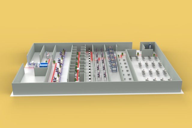 LAYOUT WORKSHOP LINE FACTORY INDUSTRIAL FLOOR PLAN PRODUCTION 3D Model ...